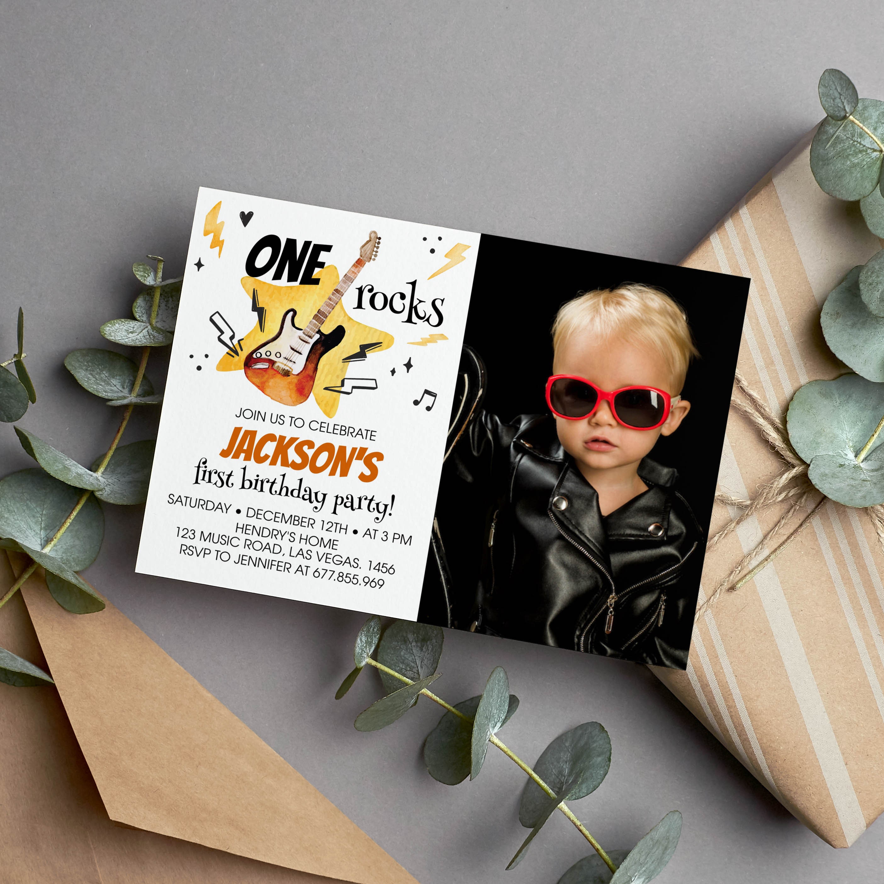 EDITABLE Rock and Roll Birthday Invitation One Rocks Birthday - Etsy