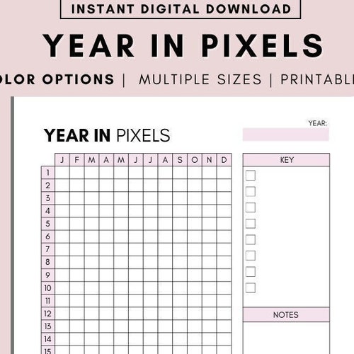 A Year in Pixels Printable Yearly Mood Tracker Year in Pixels - Etsy Canada