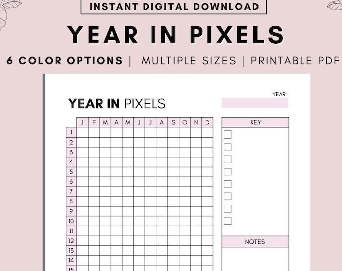 A Year in Pixels Printable Yearly Mood Tracker Year in Pixels - Etsy