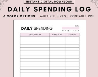 Expense Tracker Printable, Spending Tracker, Spending Log, Purchase ...