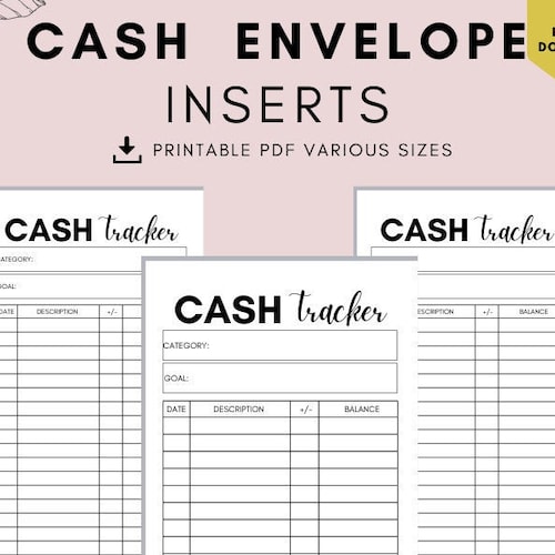 Cash Envelope Inserts Cash Transaction Register Cash - Etsy