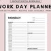 Work Checklist Template, Work Day Organizer Planner Page, Work Planner ...