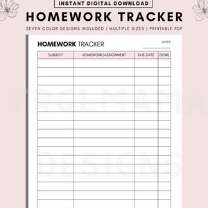 Printable Weekly Assignment Tracker, Assignment Tracker, Assignment ...