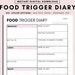 Food Trigger Diary, Daily Food Diary Printable, Printable Daily Food ...