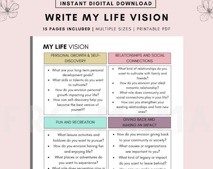 Life Vision Planner, Life Goals Planner, Goal Setting, My Future, Dream ...