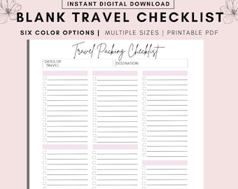 blank packing checklist