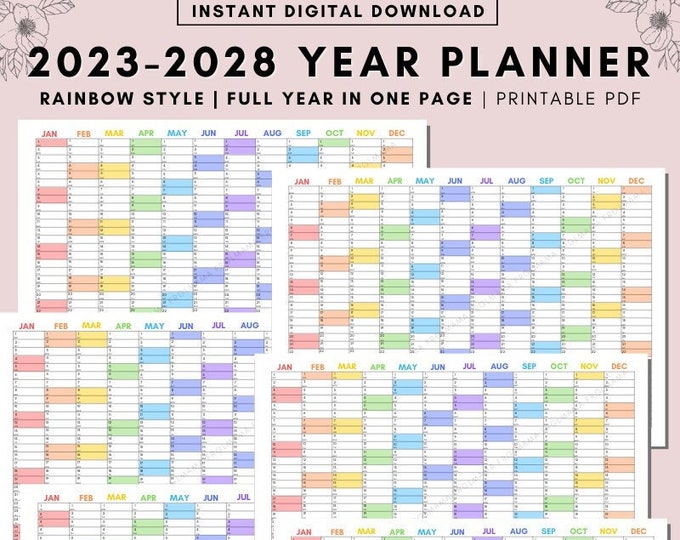 2024 Year Planner - Yearly Planner on 1 Page Landscape, Vertical ...