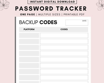 Password Tracker Printable & Fillable, Password Keeper, Password ...