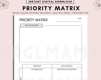 Task Priority Matrix, Eisenhower Matrix, Decision Matrix, Productivity Planner, Action Planner ...
