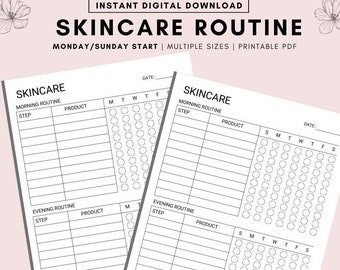 Skincare Routine Planner Printable, Skincare Tracker, Beauty Planner ...