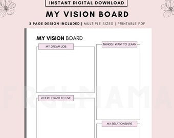 Printable Vision Board, Goal Planner for Goodnotes, Vision Board ...