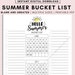 UNDATED Summer Bucket List Printable, Summer Countdown Poster, Summer ...