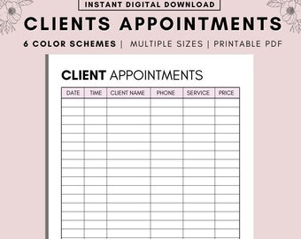 Client Appointment Tracker - Etsy
