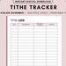 Printable Tithe Record, One Page Giving Log, Financial Donation Record ...