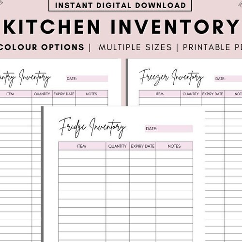 Printable Kitchen Inventory Pantry Supplies Template Food - Etsy