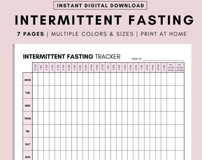 Printable Intermittent Fasting Tracker Fillable IF Diet - Etsy