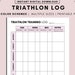 Triathlon Tracker, Triathlon Log, Printable Workout Planner, Fitness ...