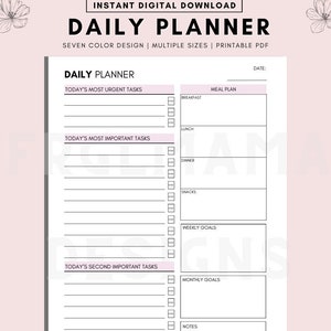 Daily Planner Printable, Daily Goal Planner, Daily to Do List, Daily ...