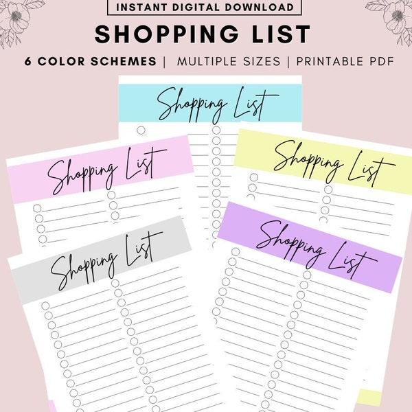 Pdf Printable Shopping List - Etsy