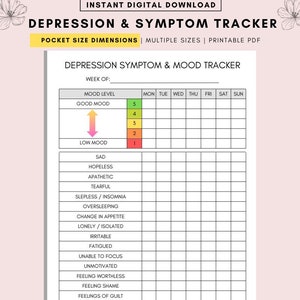POCKET SIZE - Depression Symptom & Mood Tracker, Depression Tracker ...