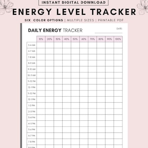 Daily Energy Level Tracker Printable: Mood & Health Template (PDF) - Etsy