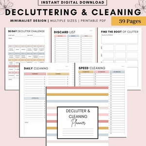 Declutter Planner, Declutter Checklist, Cleaning Schedule, Cleaning Checklist, Declutter ...