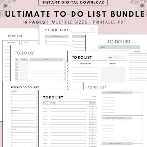 Minimalist to Do List Printable Bundle, to Do List Pages, Daily to Do ...