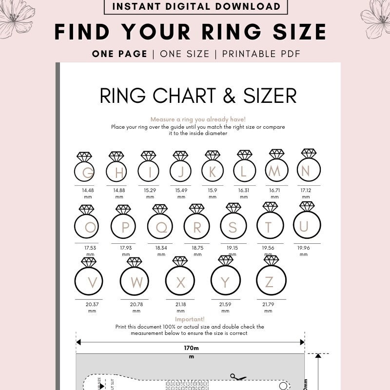 Online Ring Size Chart - Etsy