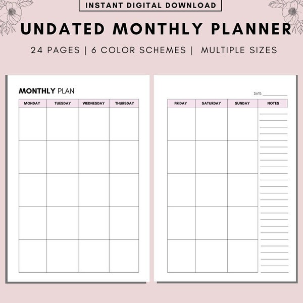Monthly Planner - Etsy
