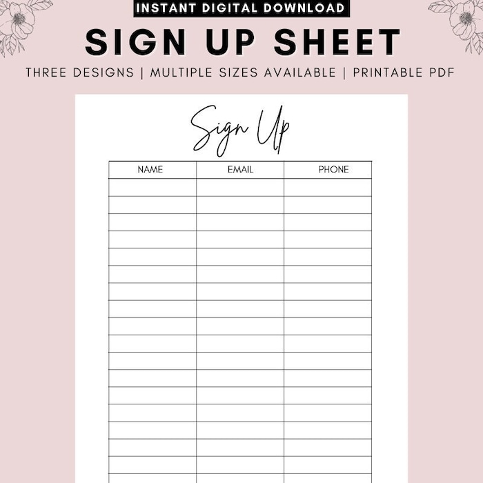 Event Sign Up - Etsy