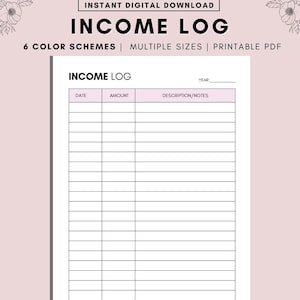 Printable Income Sheet, Income Money Management Worksheet, Personal ...