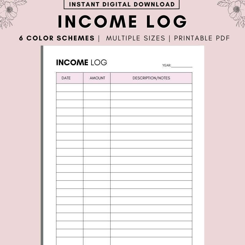 Income Tracker Printable - Etsy