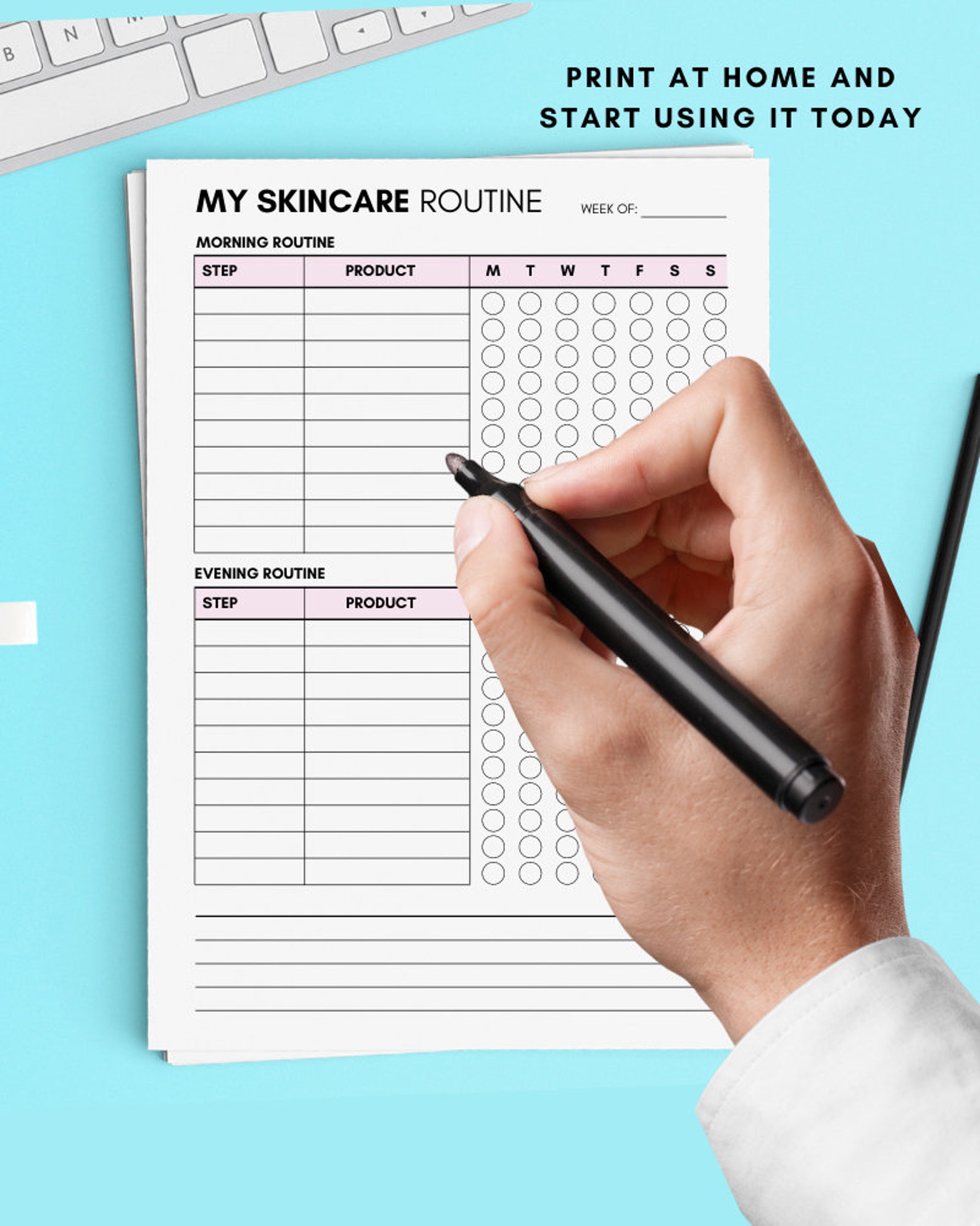 7 Day Skincare Tracker Skincare Routine Printable Self Care - Etsy