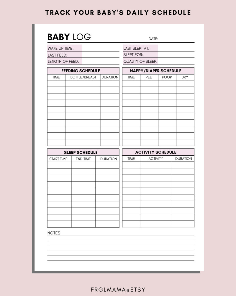 Baby Tracker One Page Printable Baby Log Newborn Tracker - Etsy UK