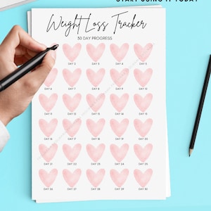 Heart Weight Loss Tracker: Weekly Weigh-in, Exercise Chart (PDF Digital ...