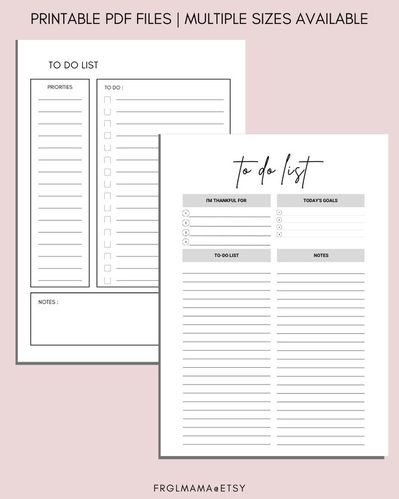 Minimalist to Do List Printable Bundle to Do List Pages | Etsy