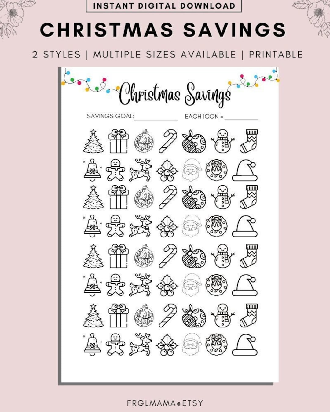 Christmas Savings Tracker: Printable Budget Goal (a4/a5/letter PDF) - Etsy