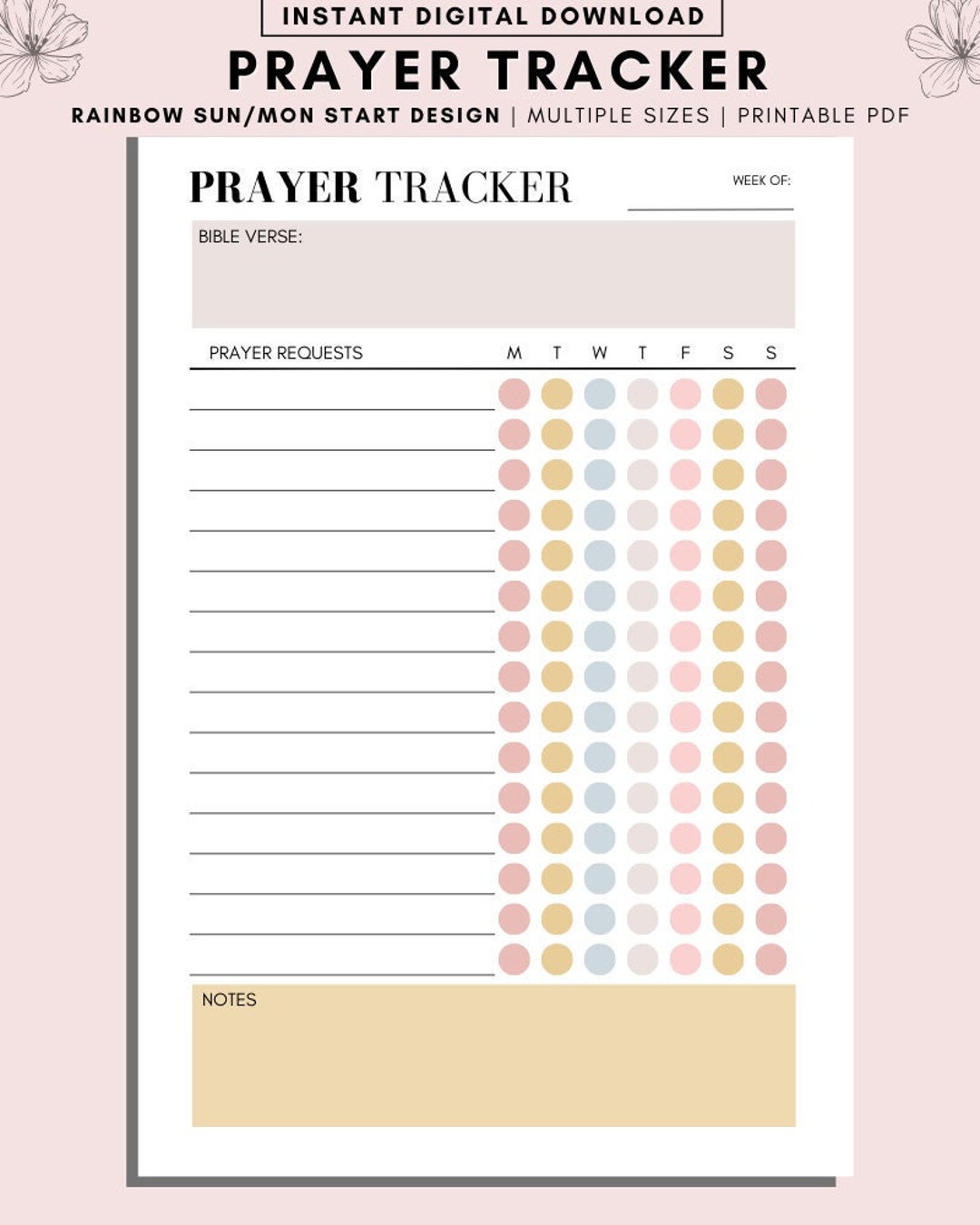 Prayer Request List & Tracker Printable, Rainbow, Prayer Journal ...