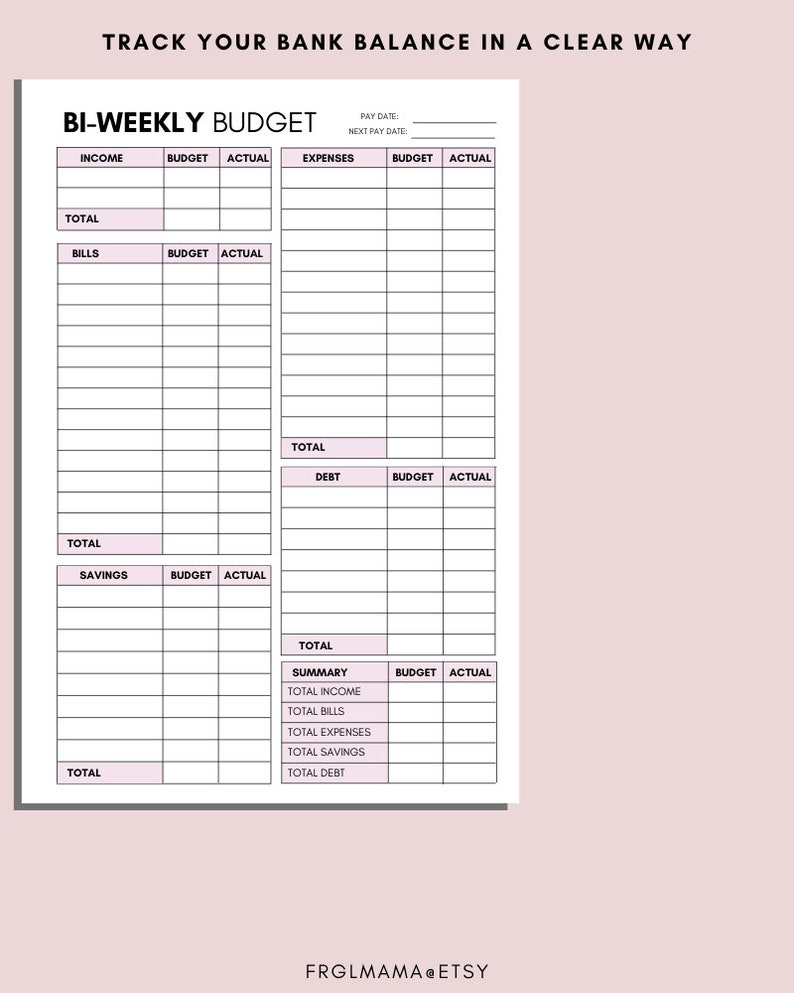 A6 PDF BI-WEEKLY Budget Overview Template Printable Paycheck - Etsy A6 PDF BI-WEEKLY Budget Overview Template Printable Paycheck - Etsy