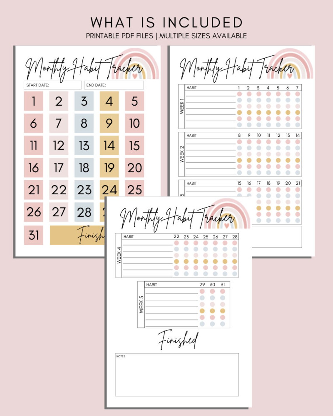 Monthly Habit Tracker Printable 30 Day Challenge Habit | Etsy