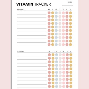 Daily Vitamin Tracker Printable, Daily Routine Planner Printable ...