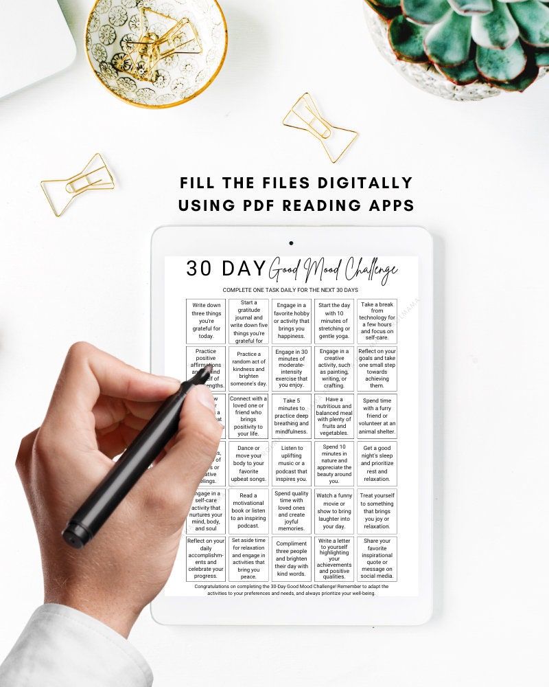 30 Day Good Mood Challenge Printable: Self-love Activities (PDF) - Etsy UK