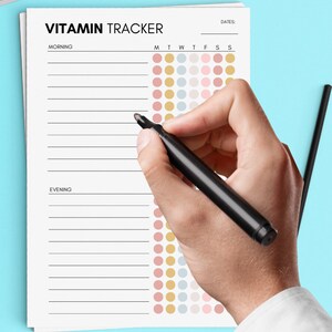 Daily Vitamin Tracker Printable, Daily Routine Planner Printable ...