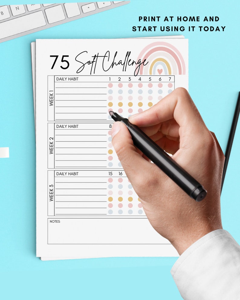 BLANK 75 Soft Challenge Tracker 75 Soft Challenge 75 Day - Etsy