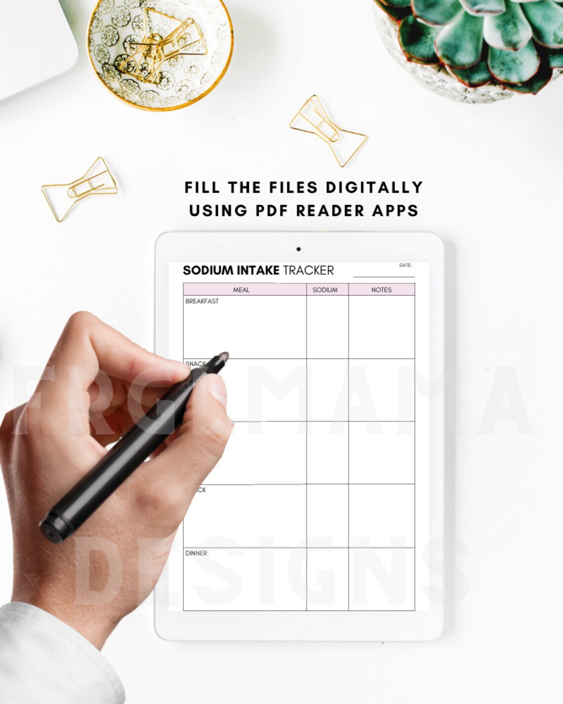 Printable Daily Sodium Intake Tracker: Food Diary, Meal Planner ...