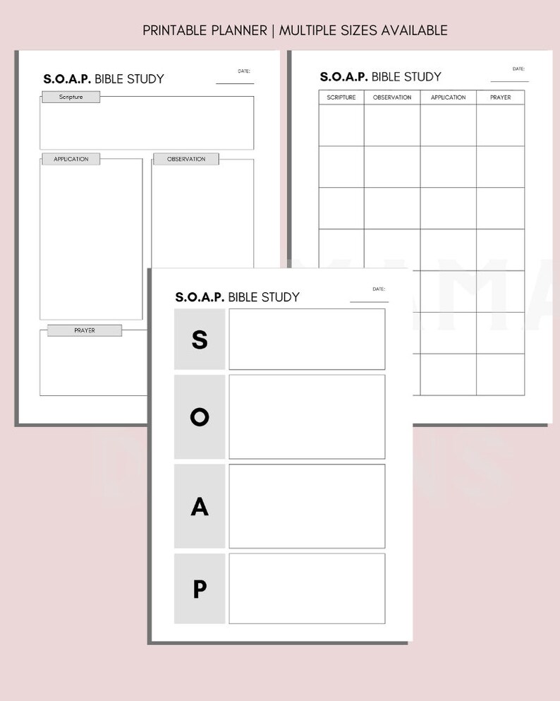SOAP Bible Study Printable Template: Scripture, Observation ...