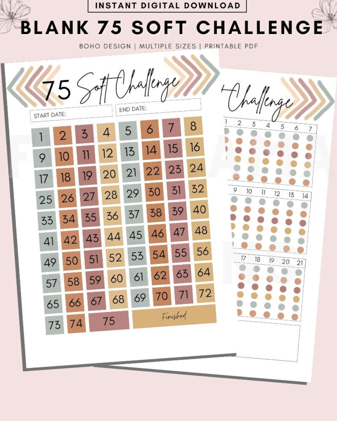 BLANK 75 Soft Challenge Tracker, 75 Soft Challenge, 75 Day Challenge ...