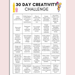 30 Day Kids Creativity Challenge, Creative Drawing Prompts for Kids ...