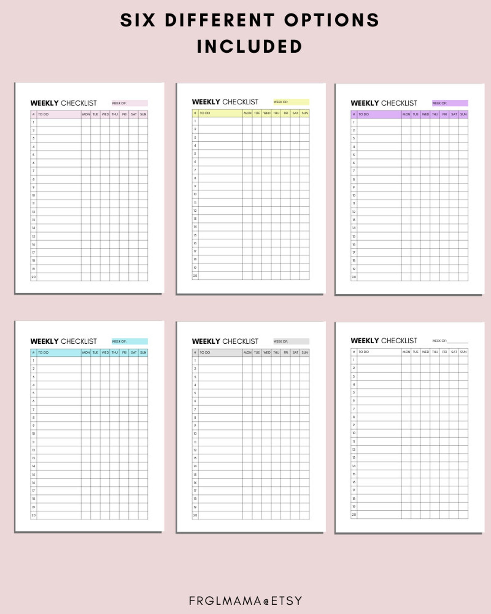 Weekly Checklist Printable to Do List Template Weekly - Etsy