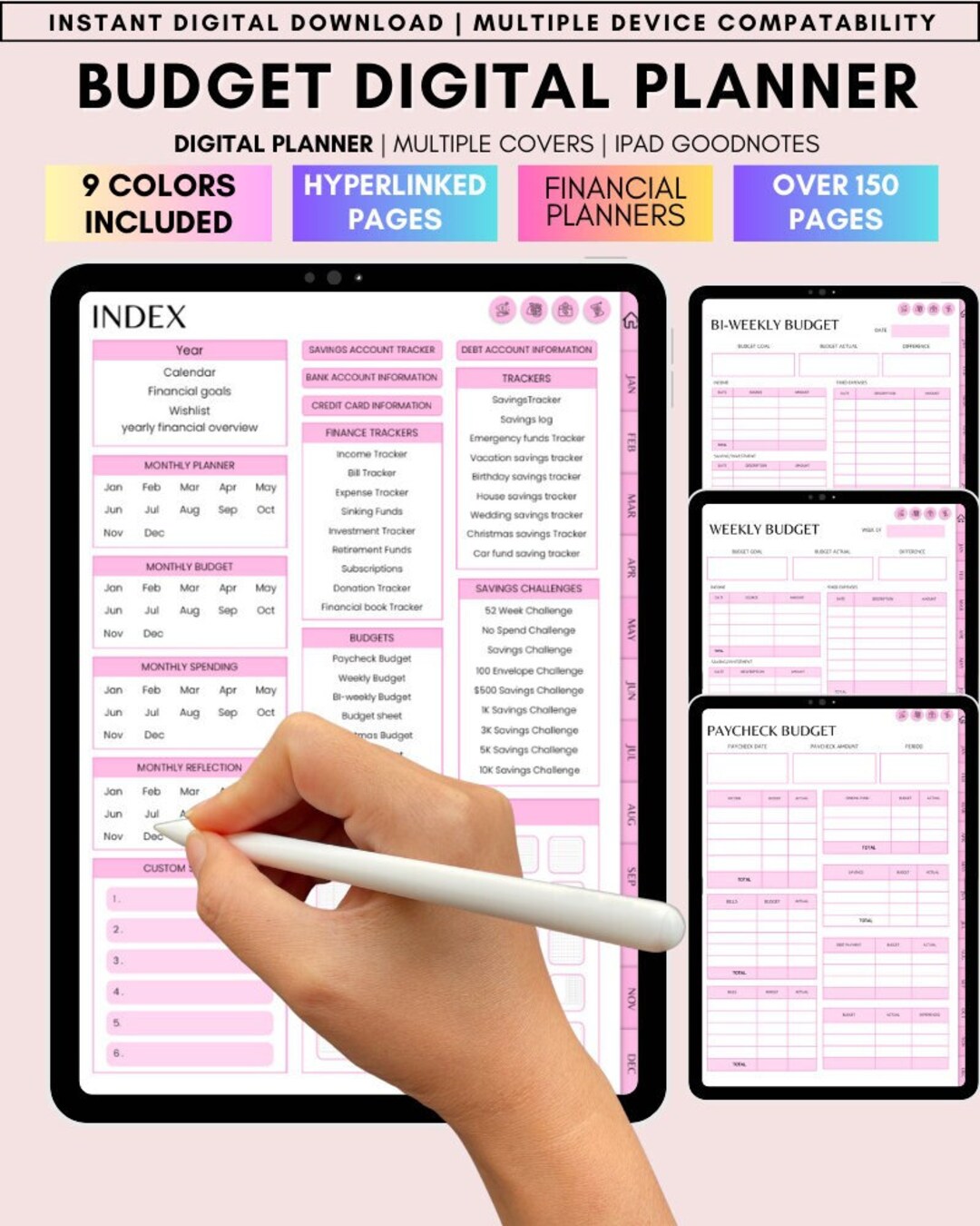 Digital Budget Overview Template, Digital Budget Planner, , Paycheck ...